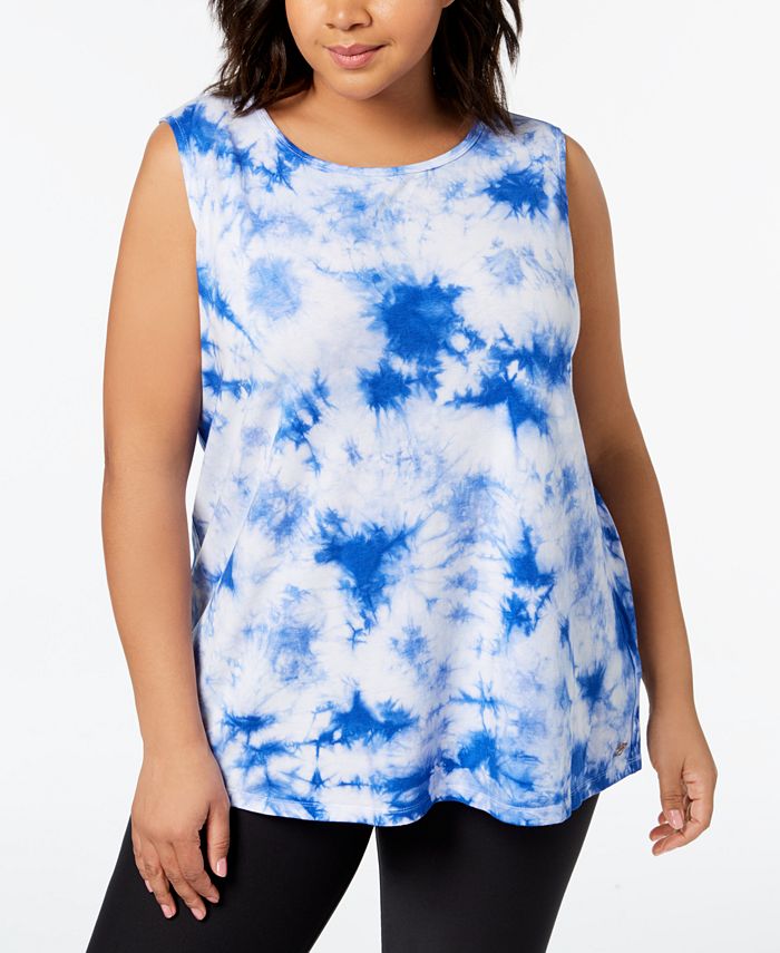 Calvin Klein Plus Size Tie-Dyed Keyhole Tank Top - Macy's