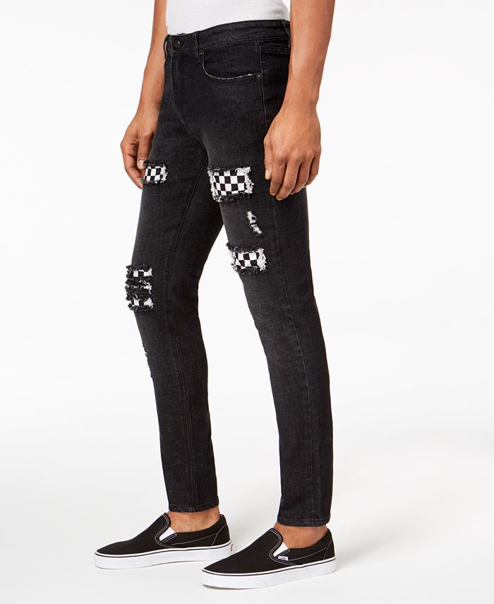 Jaywalker Men's Destructed Checkerboard Slim-Fit Pants - Macy's
