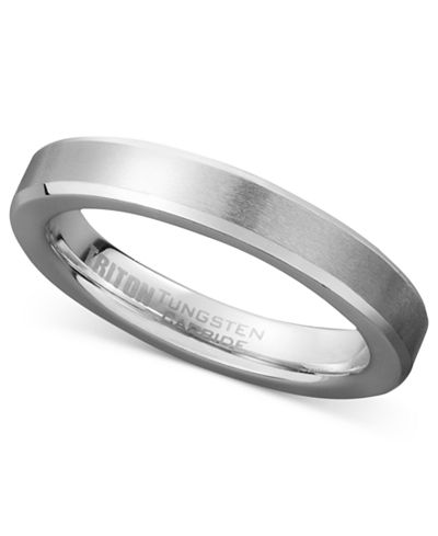 Triton Men's White Tungsten Carbide Ring, Wedding Band (3mm) - Rings ...
