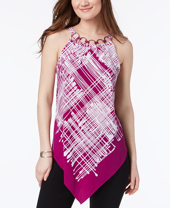 Alfani Printed Ring-Neck Top, Created for Macy's - Macy's