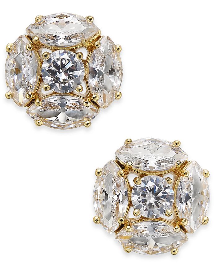 kate spade new york Gold-Tone Crystal Cluster Stud Earrings - Macy's