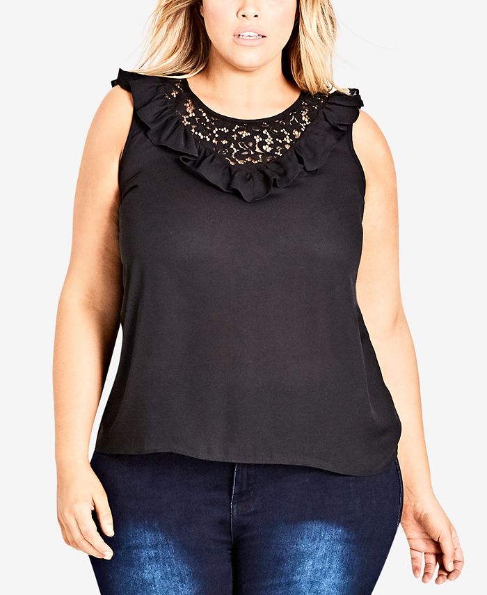 City Chic Trendy Plus Size Ruffled Top - Macy's