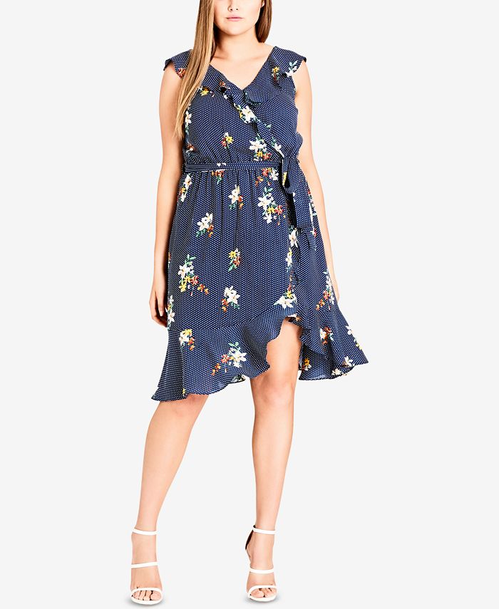 City Chic Trendy Plus Size Ruffled Wrap Dress - Macy's