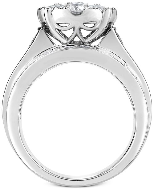 TruMiracle Diamond Flower Cluster Engagement Ring (4 ct. t.w.) in 14k ...