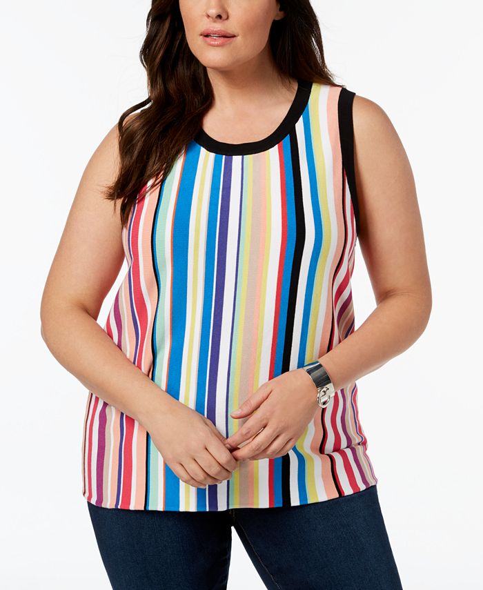 525 America Plus Size Striped Knit Tank, Created for Macy's - Macy's