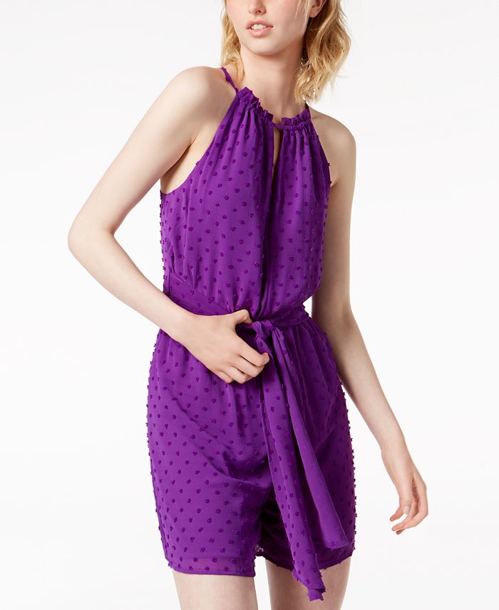 Bar III Swiss Dot Halter Romper, Created for Macy's - Macy's