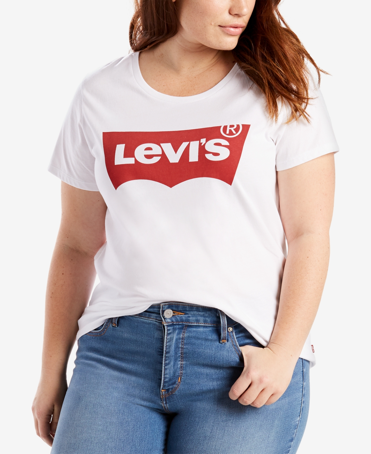 Levis Trendy Plus Size Perfect Logo Cotton T-Shirt - White