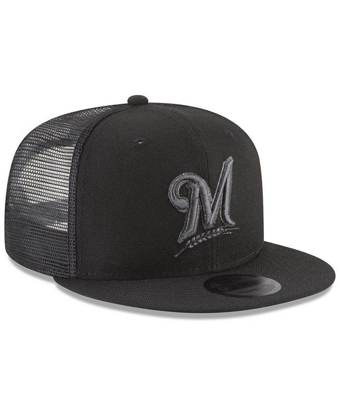 New Era Milwaukee Brewers Blackout Mesh 9FIFTY Snapback Cap - Macy's