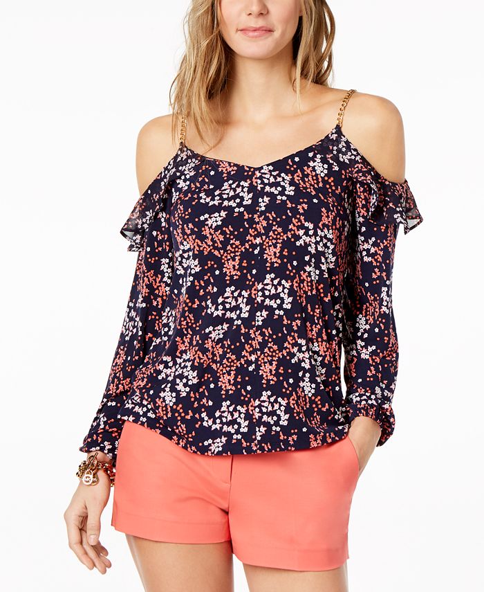 Michael Kors Chain-Link Cold-Shoulder Top - Macy's