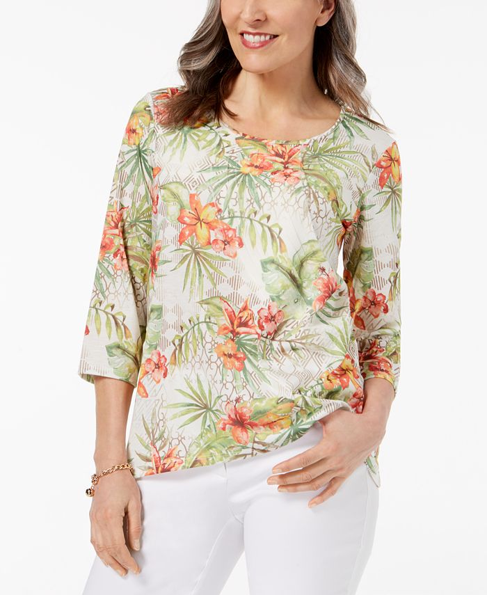 Alfred Dunner Floral-Print Top - Macy's