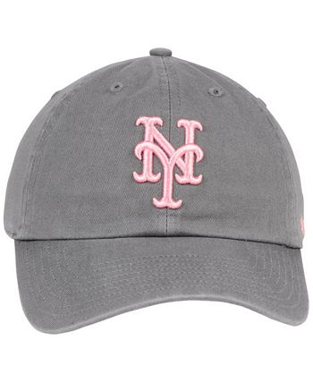 '47 Brand New York Mets Dark Gray Pink CLEAN UP Cap - Macy's