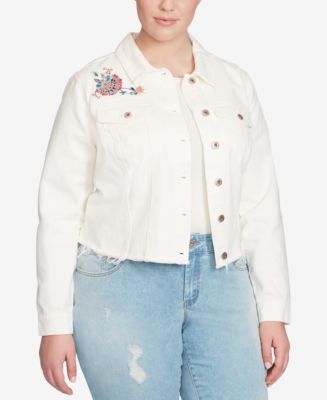 Jessica Simpson Trendy Plus Size Embroidered Denim Jacket - Macy's