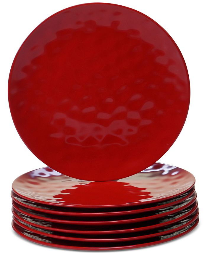 Certified International 6-Pc. Red Melamine Dinner Plate Set - Macy's