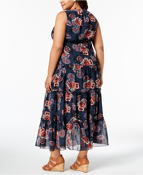 Style & Co Plus Size Printed Tiered Maxi Dress, Created for Macy's ...