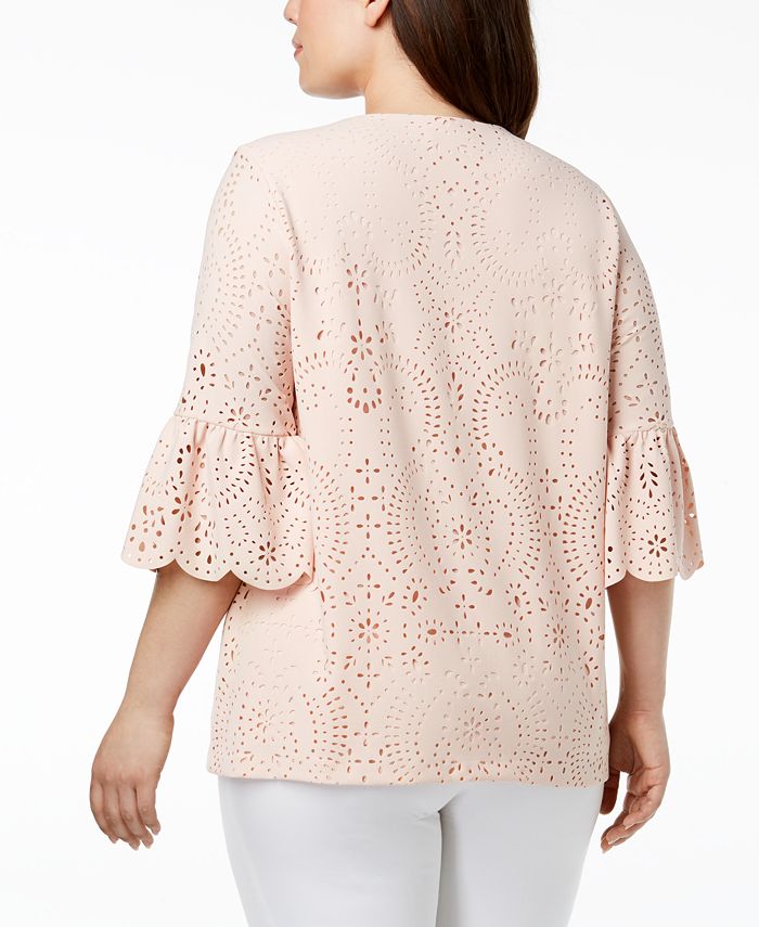 Calvin Klein Plus Size Laser Cut Top - Macy's