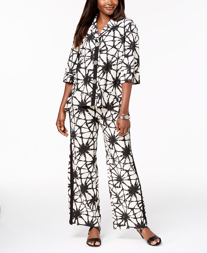 JM Collection Printed 3/4-Sleeve Crinkle Jacket, Created for Macy's ...