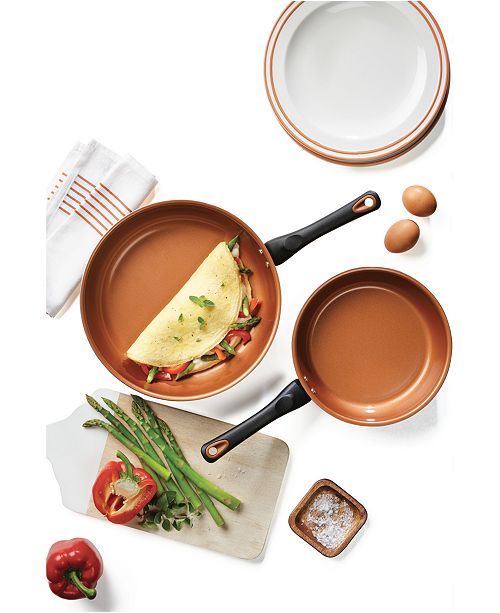 Farberware Glide Copper 2-Pc. Ceramic Non-Stick Skillet Set - Cookware ...