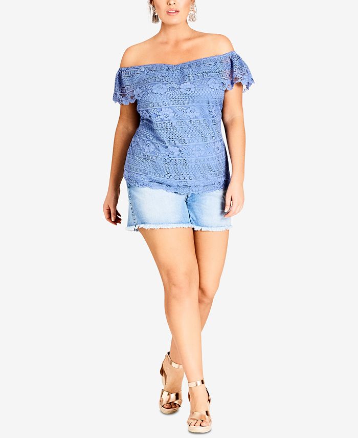 City Chic Trendy Plus Size Off The Shoulder Lace Top Macys