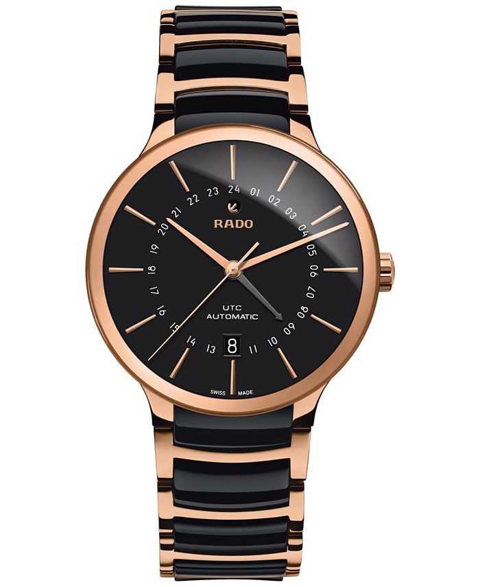 Rado Men's Swiss Automatic Centrix Rose Gold-Tone Stainless Steel PVD ...