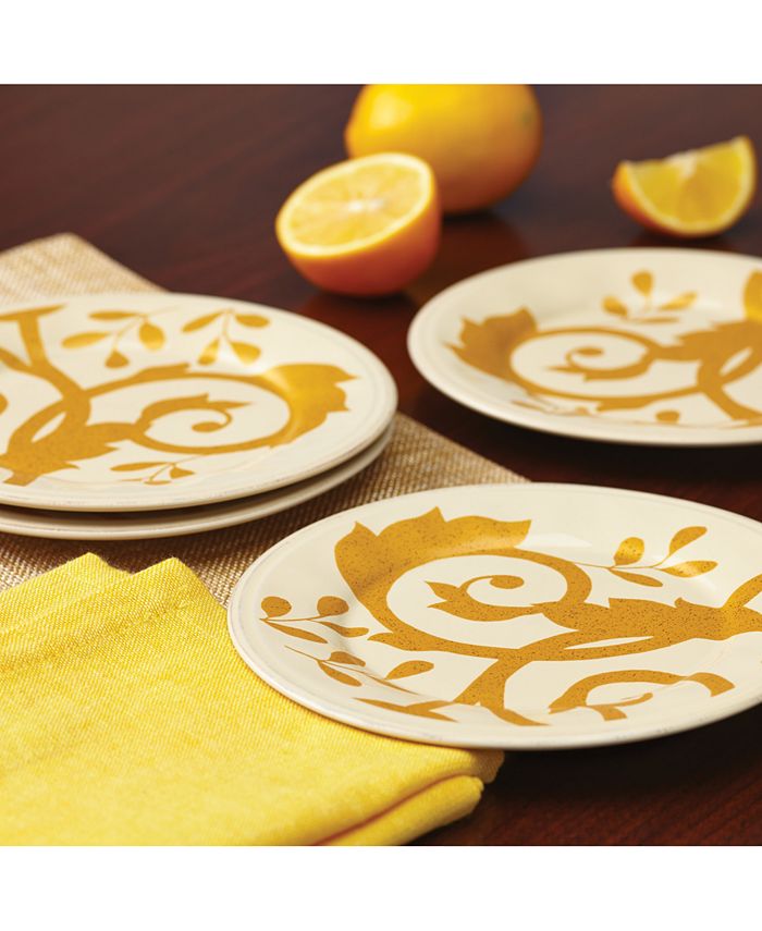 Rachael Ray Gold Scroll Almond Cream Salad Plate - Macy's
