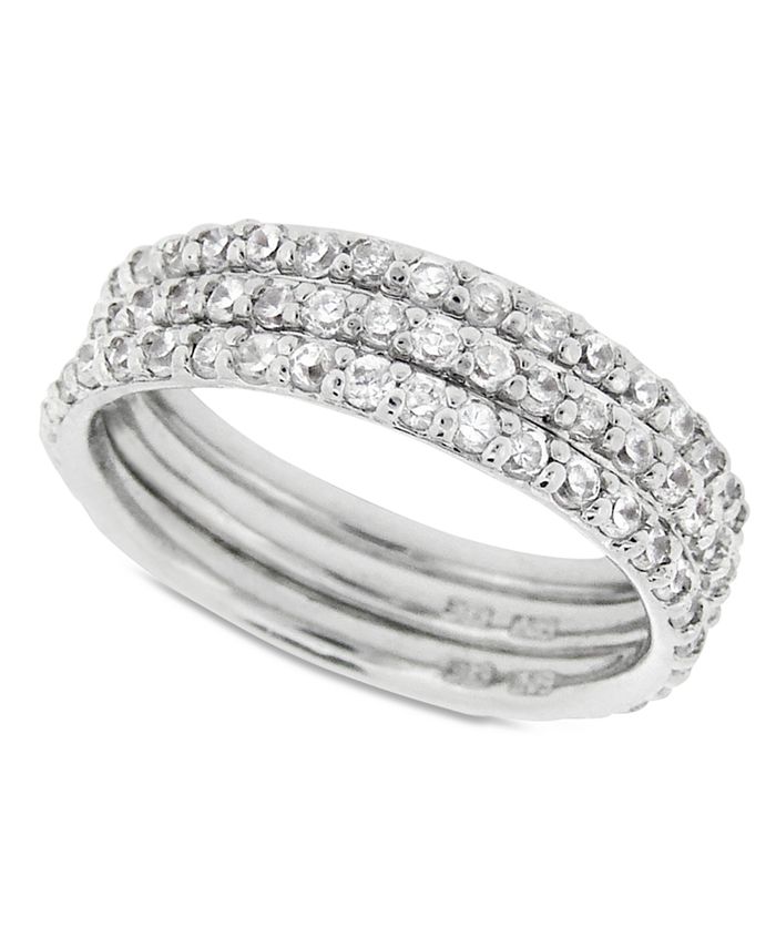 Giani Bernini Cubic Zirconia Stackable Ring Set in Sterling Silver (2-1 ...