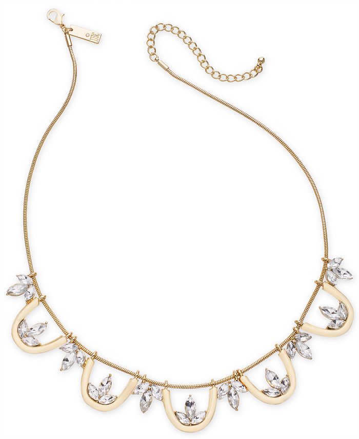 INC International Concepts I.N.C. Gold-Tone Crystal Collar Necklace, 18 ...