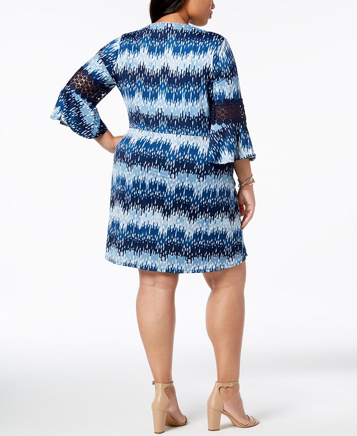 NY Collection Plus & Petite Plus Size Printed Wrap-Style Dress - Macy's