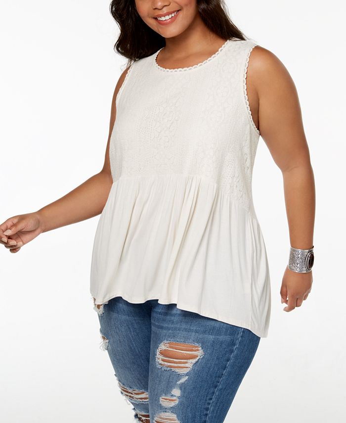 Eyeshadow Trendy Plus Size Lace Peplum Top Macys