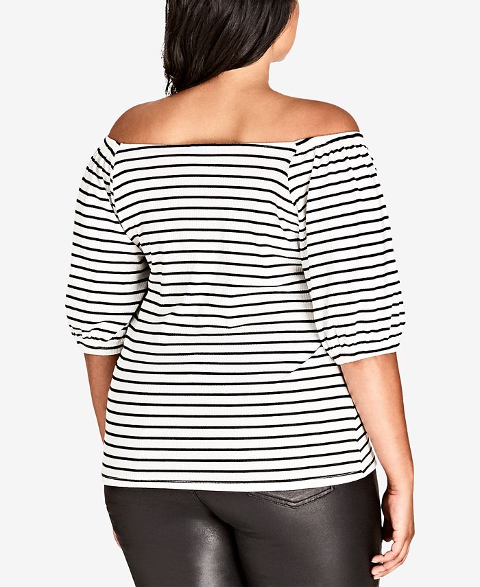 City Chic Trendy Plus Size Sweetly Striped Ribbed Top - Macy's