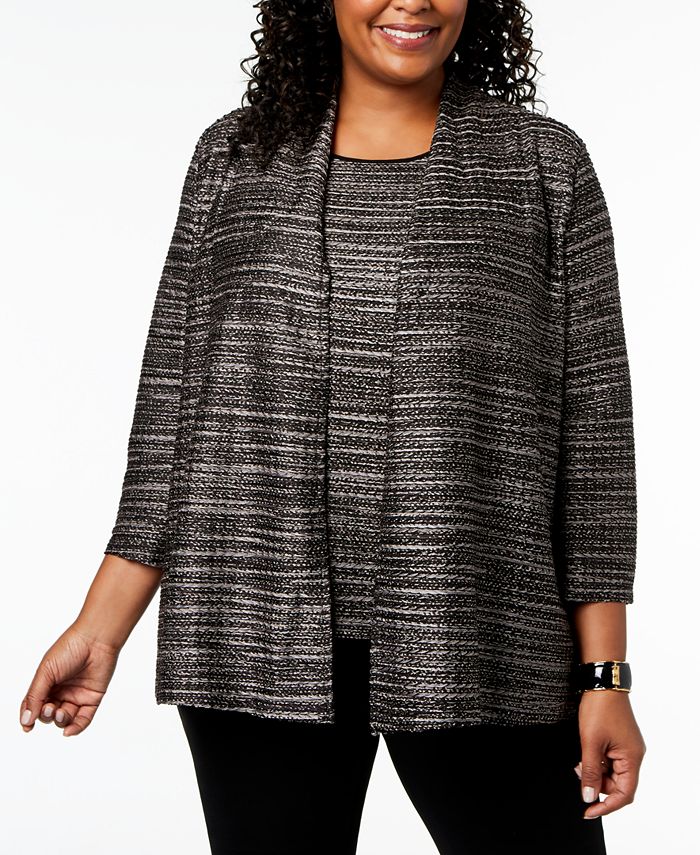 Kasper Plus Size Open-Front Cardigan - Macy's