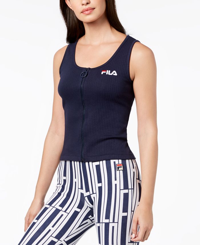 Fila Ribbed Zip Tank Top - Macy's