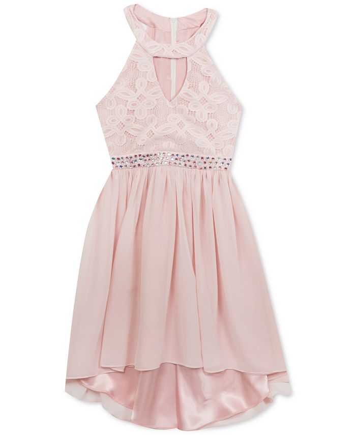 Rare Editions Big Girls Lace Keyhole-Bodice Dress - Macy's
