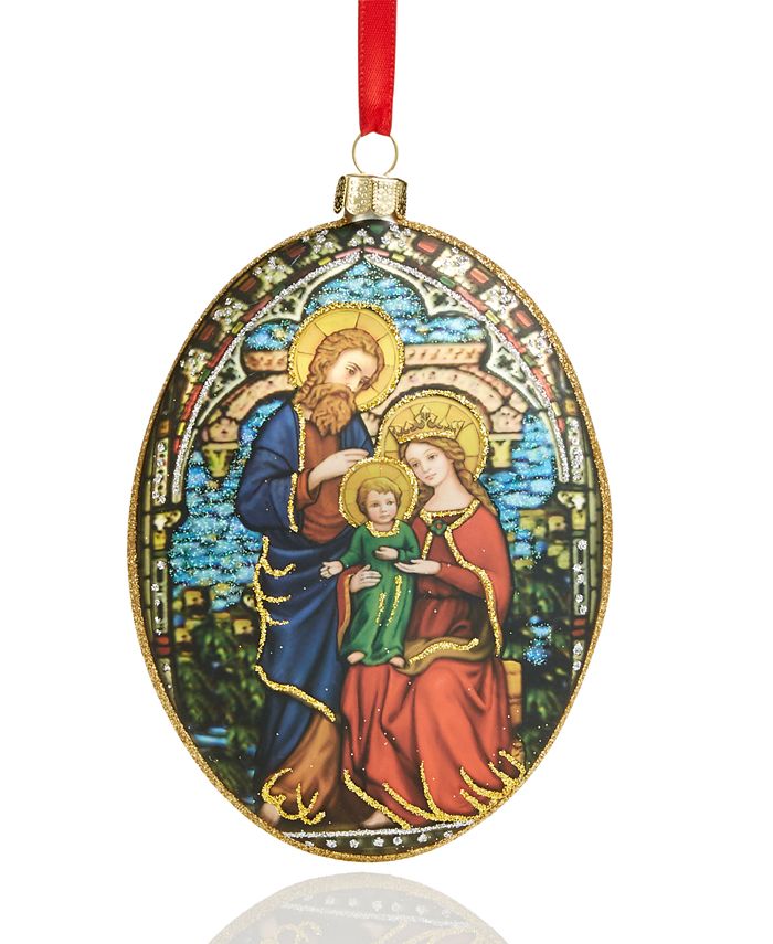 Holiday Lane Holy Family Blue/Red Oval Disk Ornament, Created for Macy ...
