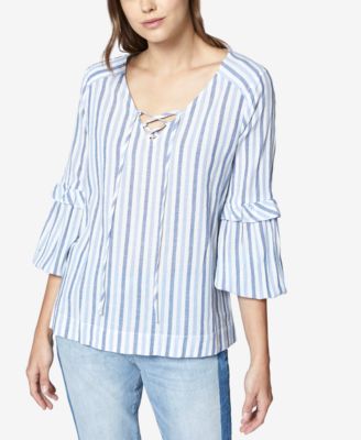 Sanctuary Lila Cotton Ruffled Lace-Up Top - Macy's
