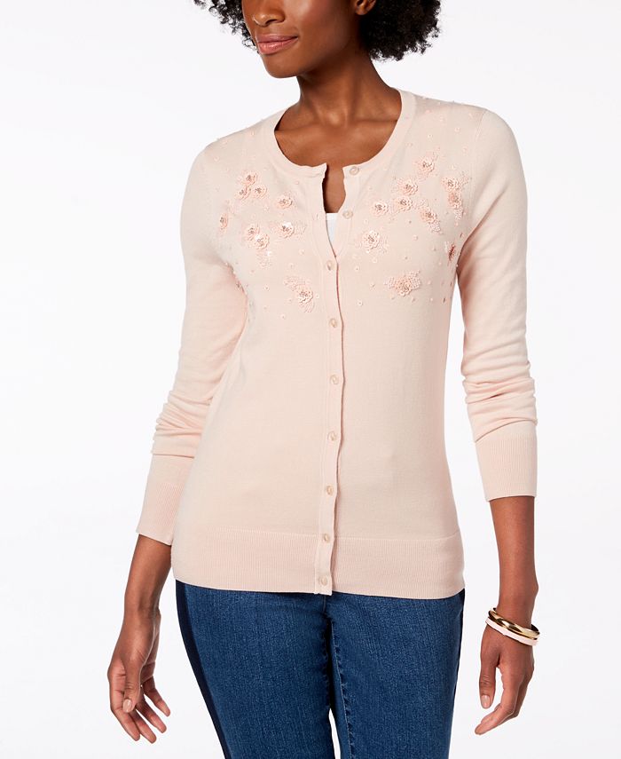 Charter Club Embellished Button-Down Cardigan, Created for Macy's - Macy's
