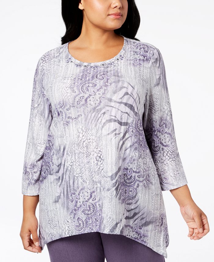 Alfred Dunner Plus Size Smart Investments Embellished Top - Macy's