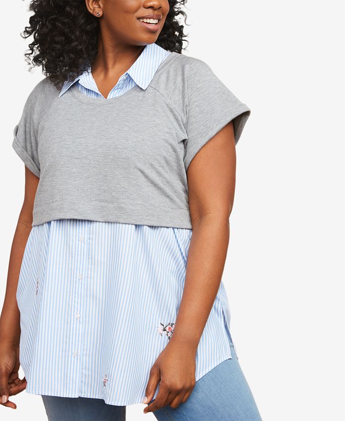 Motherhood Maternity Plus Size Layered-Look Nursing Top - Macy's