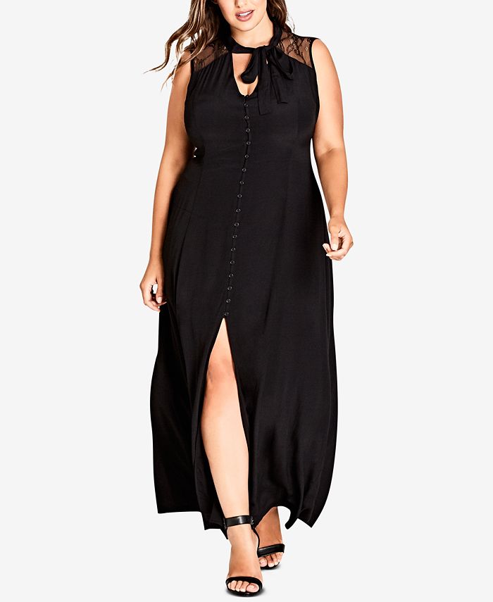 City Chic Trendy Plus Size Button-Front Maxi Dress - Macy's