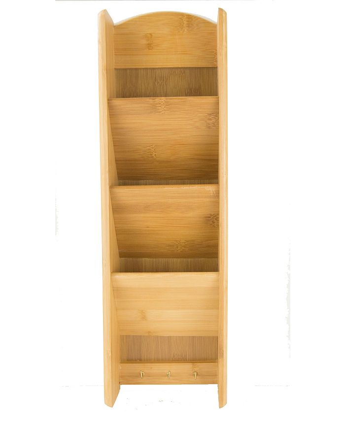 Home Basics 3 Tier Bamboo Letter Rack with Key Hooks - Macy's