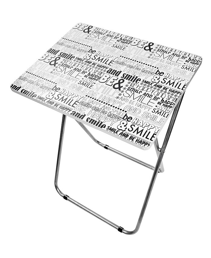 Home Basics Happy Multi-Purpose Foldable Table, Black/White - Macy's
