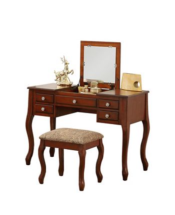 Poundex Vanity Set with Stool - Macy's